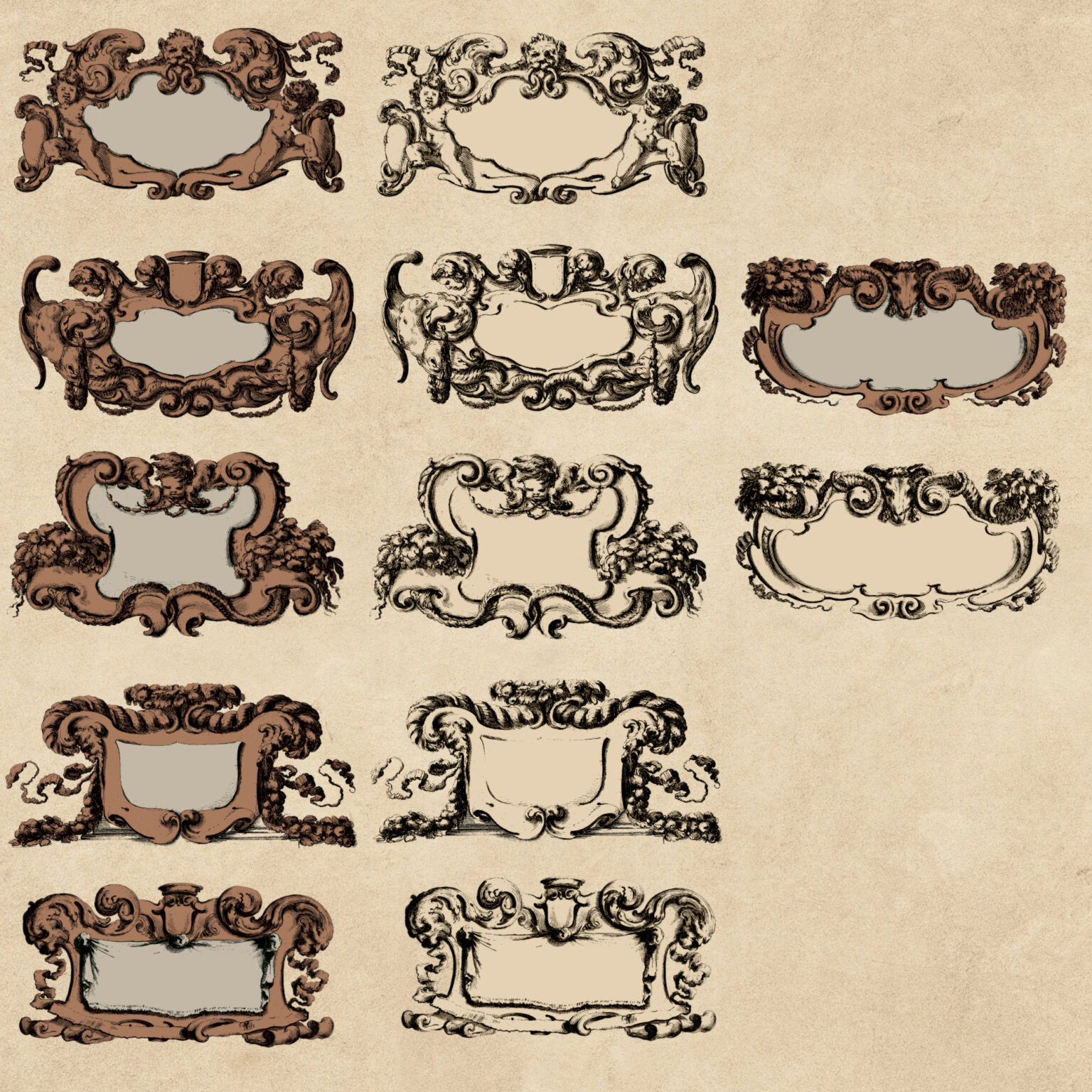 Vintage Antique Gorgeous Cartouches / Text Boxes with ornamental frames ...
