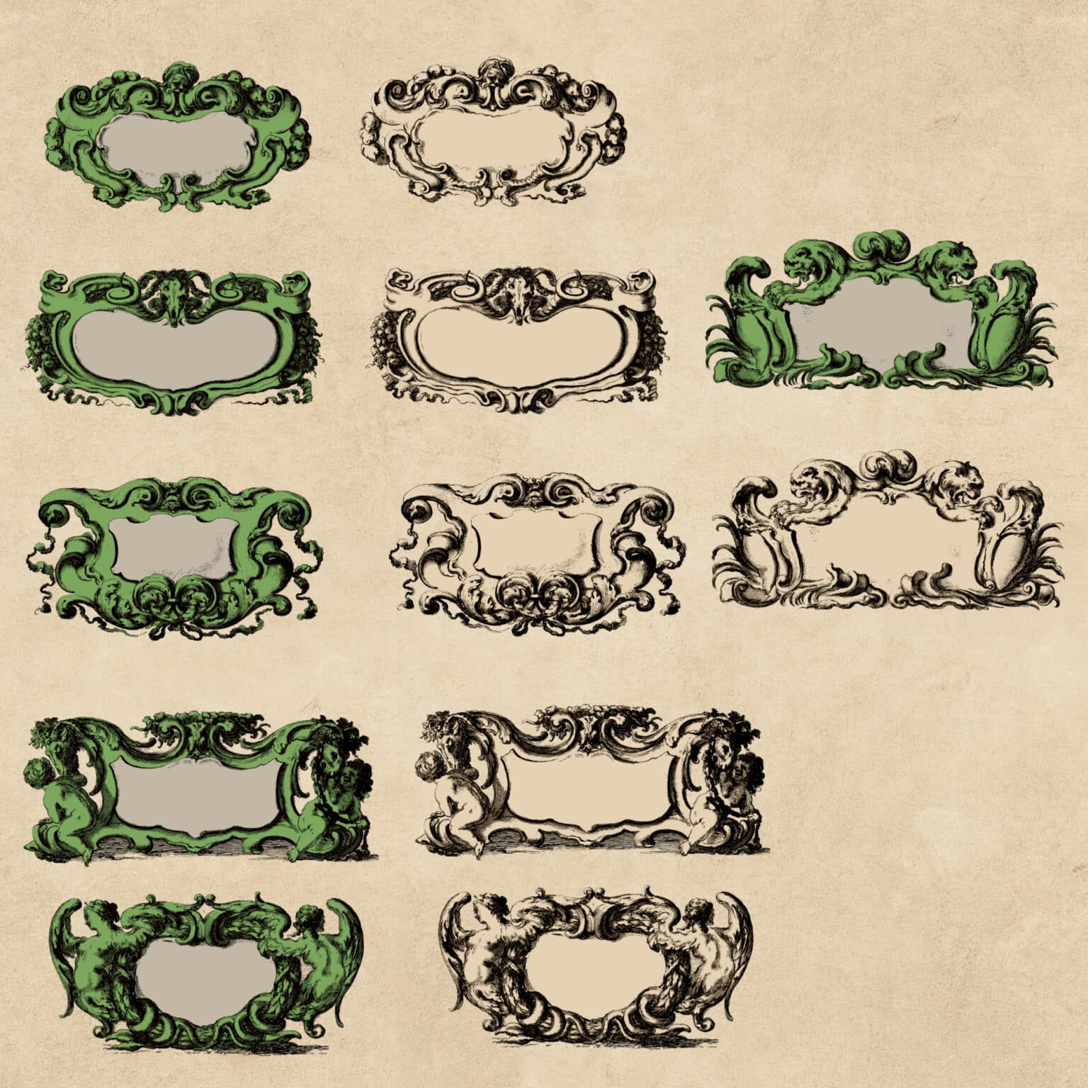 Vintage Antique Gorgeous Cartouches / Text Boxes with ornamental frames ...