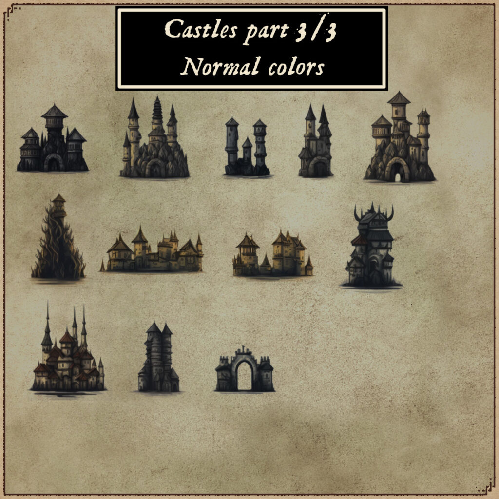Vintage Cartography Ultimate Fantasy Castles Megapack | Fantasy Map Assets