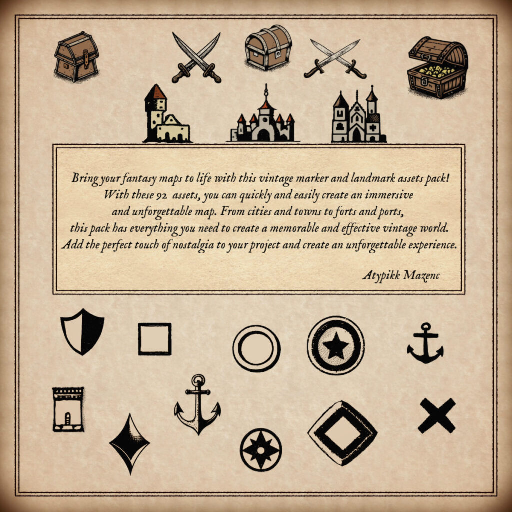 Vintage Generic Markers and Landmarks Pack - Cities, towns, ports ...