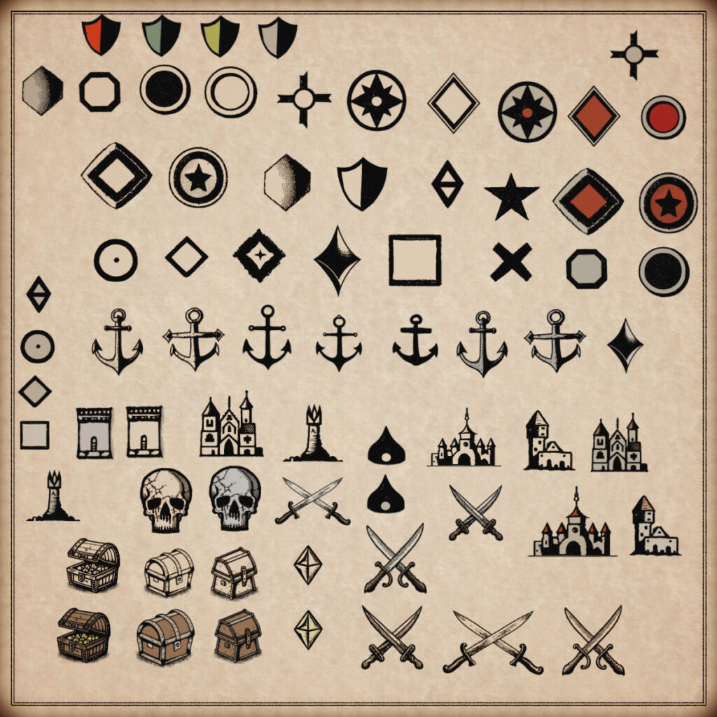 Vintage Generic Markers and Landmarks Pack - Cities, towns, ports ...