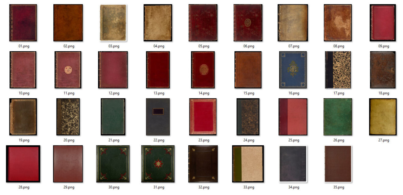 35 antique book cover textures | Fantasy Map Assets