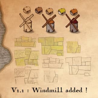 Beautiful farm fields, farmhouse & windmill | Fantasy Map Assets