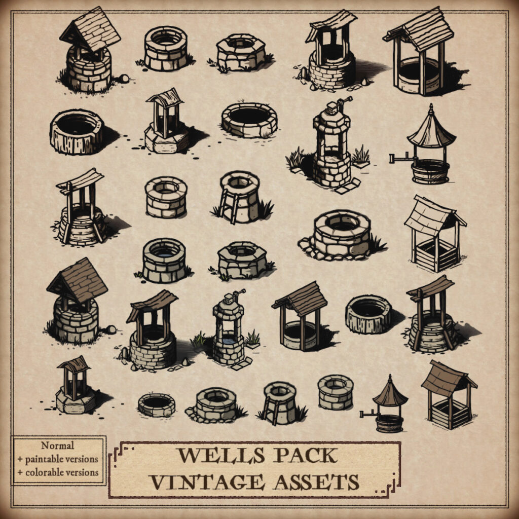 Wells Pack - Vintage Fantasy Map Assets Pack