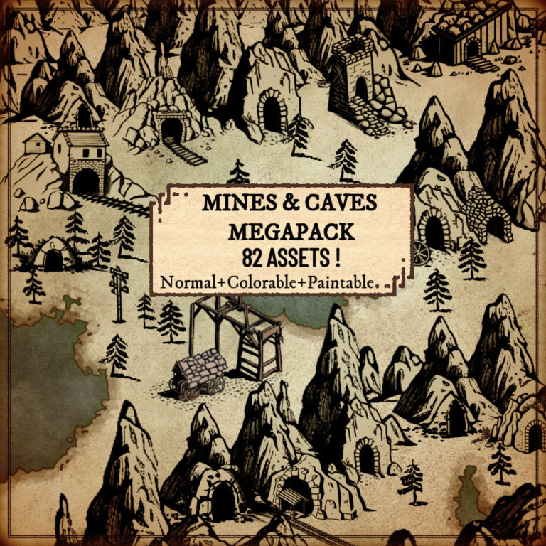 Mines and Caves fantasy map assets Megapack