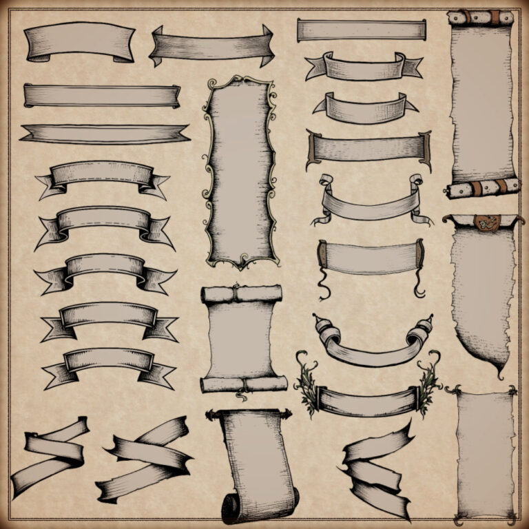 Medieval Ribbons, Banners and Parchments - Assets Megapack