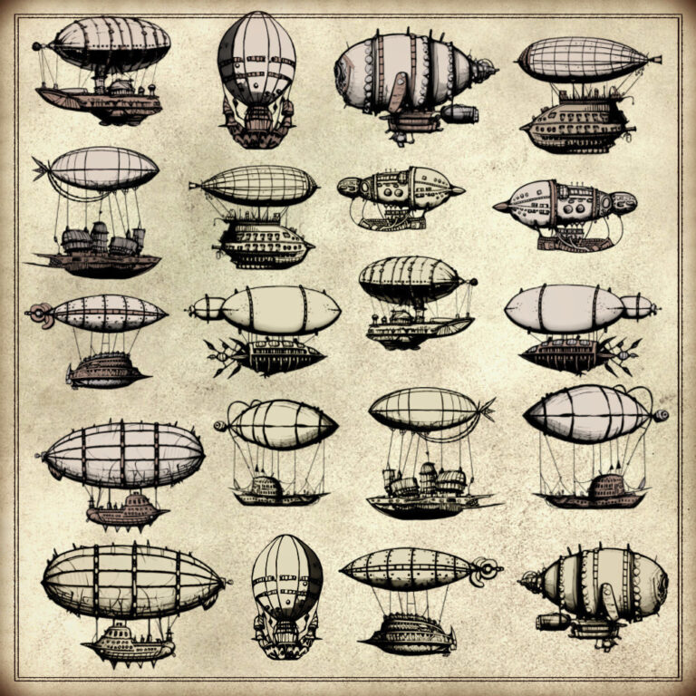 Steampunk Heavy Airships - Vintage Fantasy map Assets Pack