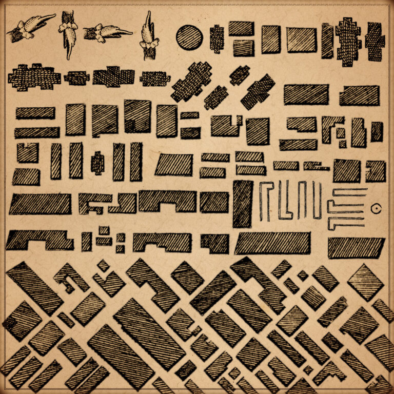 Old Cartography top down city buildings & local assets