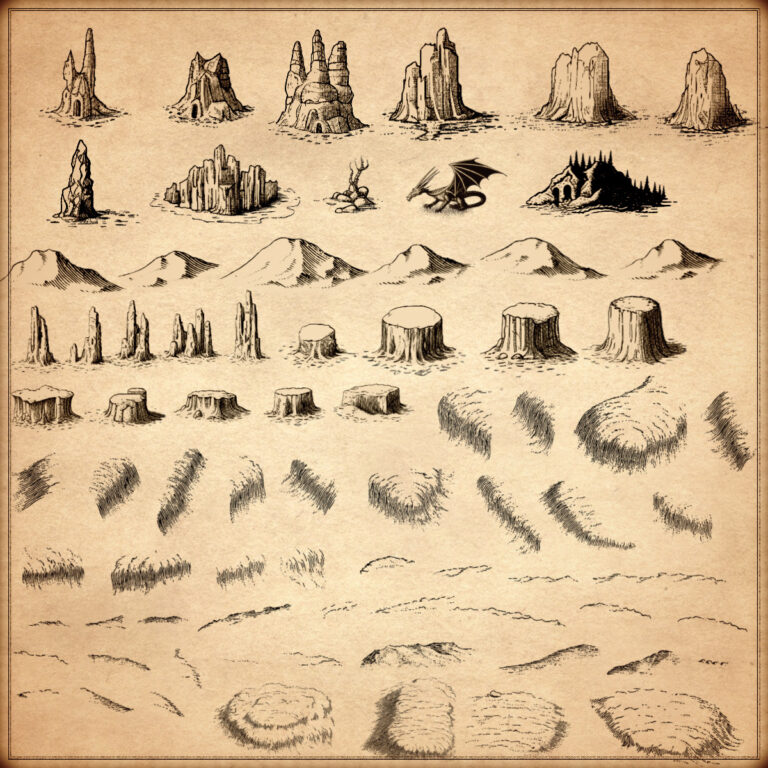 Fantasy Map Assets - Cartography Reliefs and Cliffs Megapack