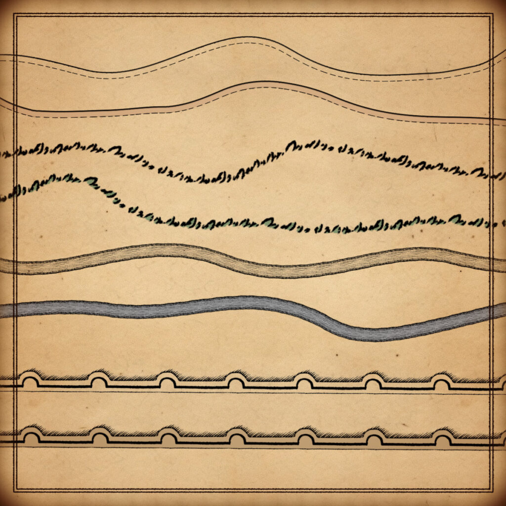 Old Cartography top down city buildings & local assets