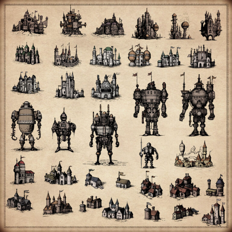 Steampunk Vintage Fantasy Map Assets COMPLETE BUNDLE