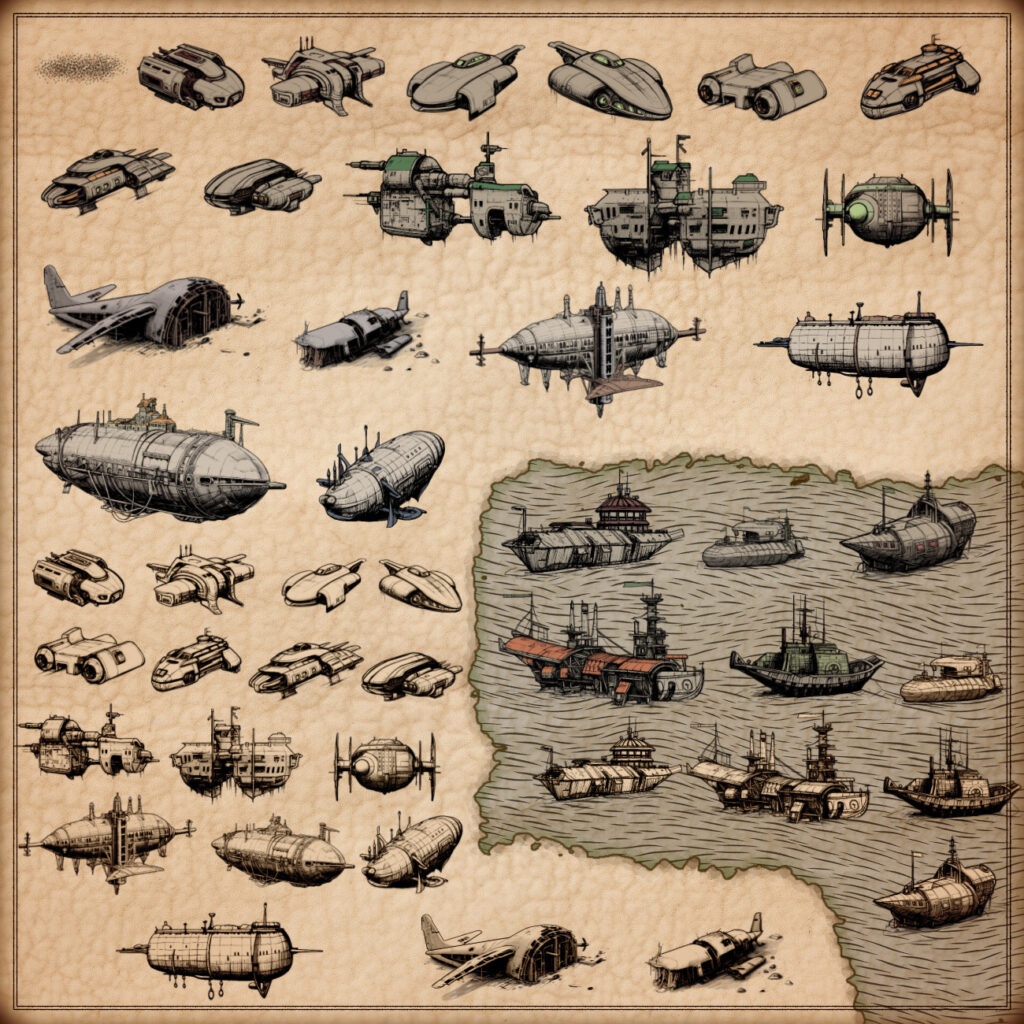 Futuristic spaceships & sci-fi boats - map assets pack