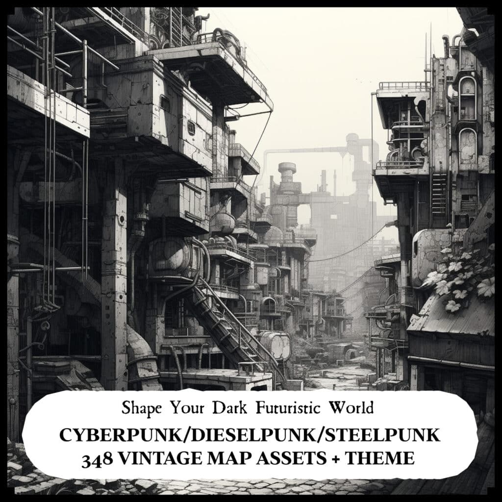 Vintage Futuristic Assets Megapack ( Cyberpunk, Dieselpunk )
