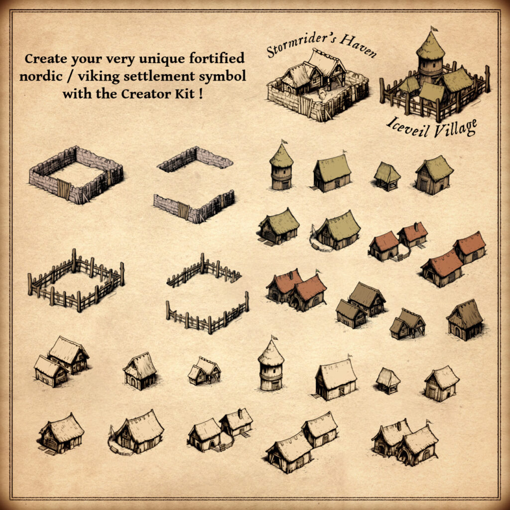 Fortified Nordic & Viking Settlements fantasy map symbols