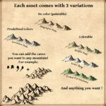 Mountains & Mountain Ranges + Hills Fantasy Map Assets Pack