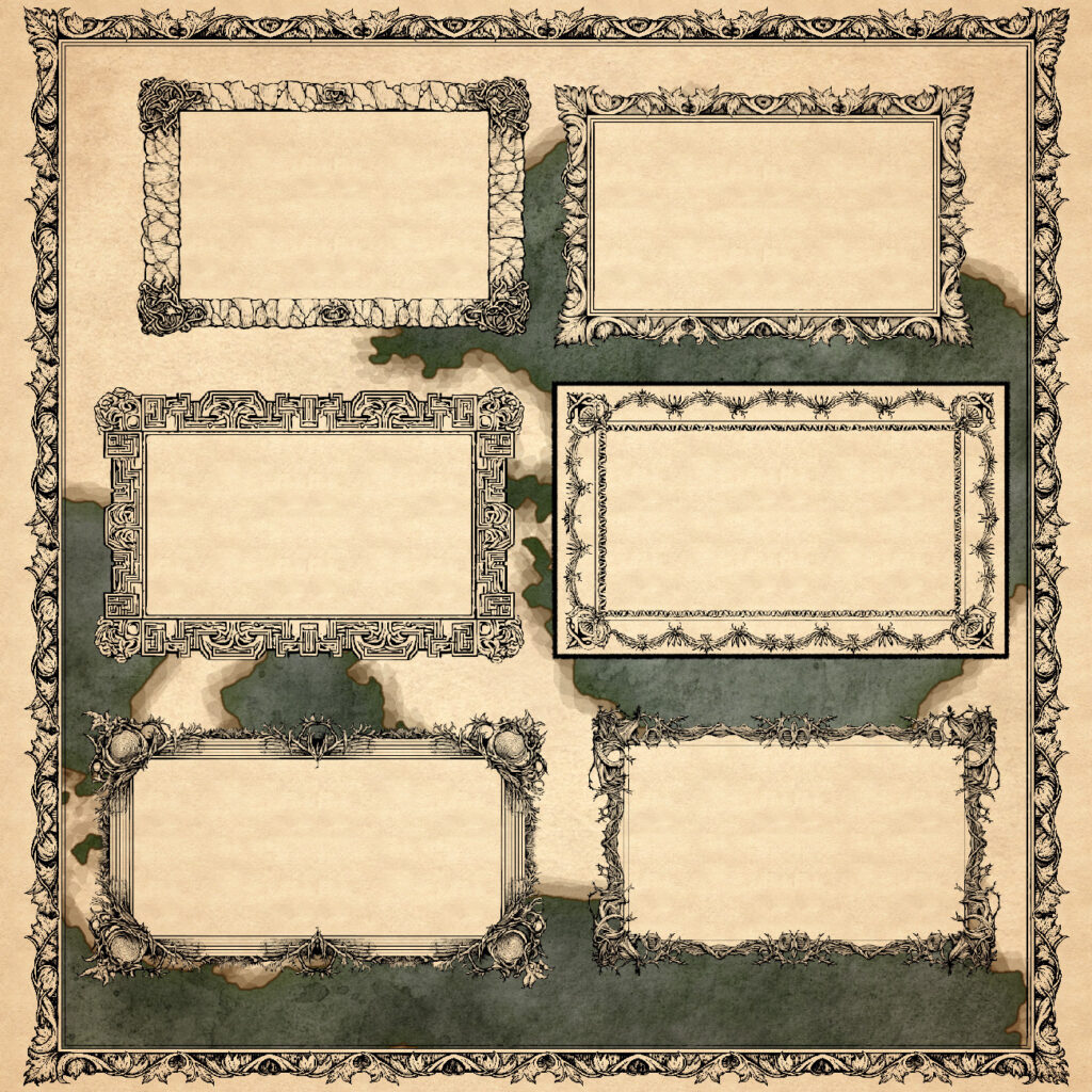 Artistic Decorative Frames & Text Boxes pack, map textures