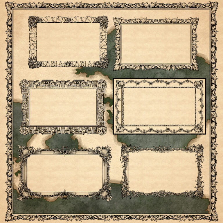 Artistic Decorative Frames & Text Boxes pack, map textures