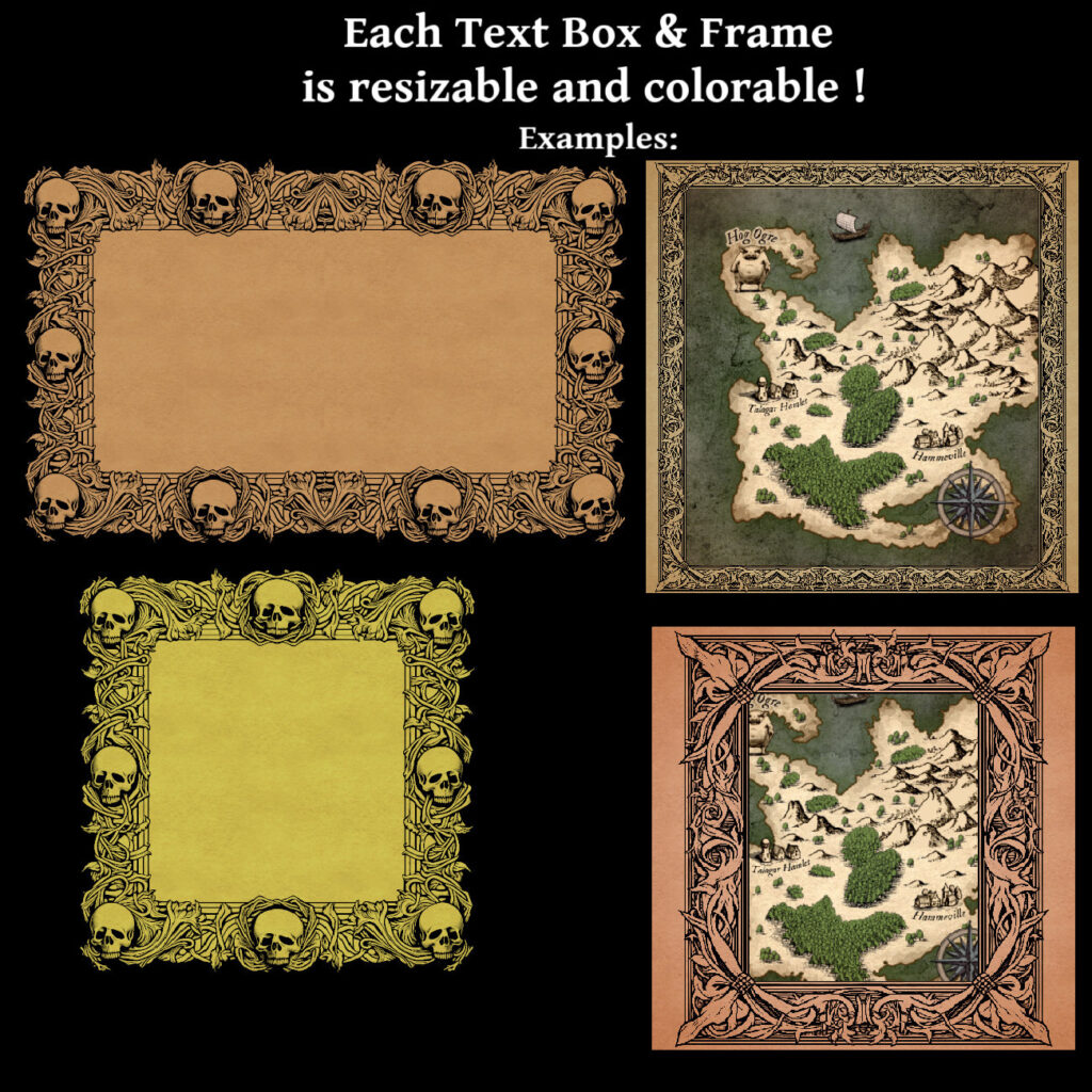 Artistic Decorative Frames & Text Boxes pack, map textures