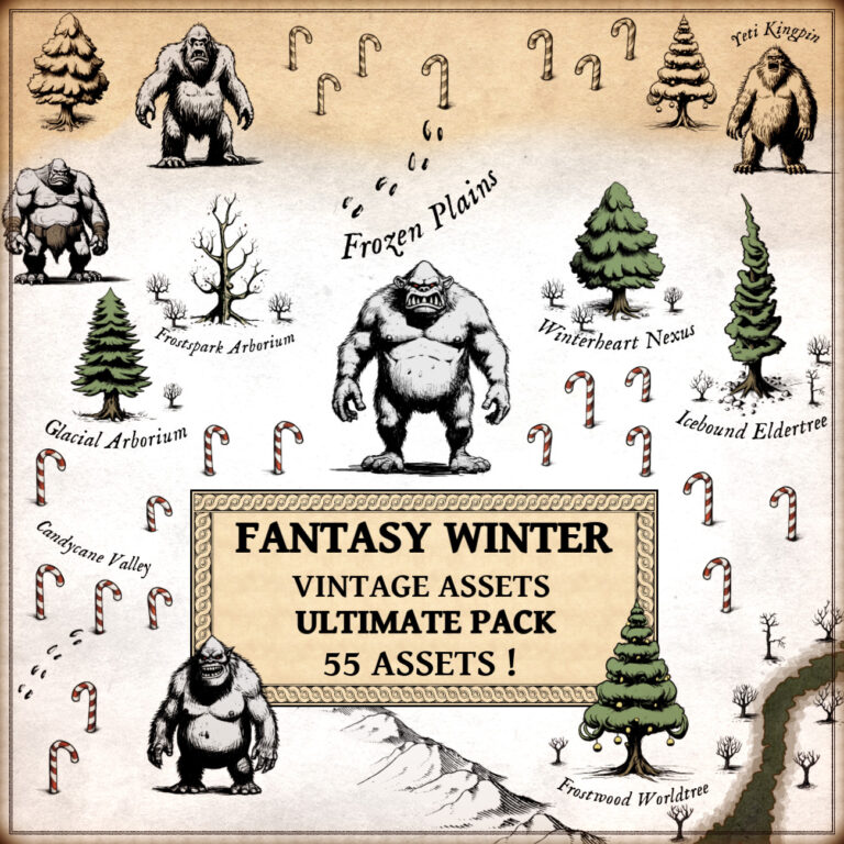 Fantasy Winter Pack - Vintage Cartography Assets Pack