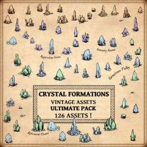 Crystal formations & crystals Fantasy Cartography Assets