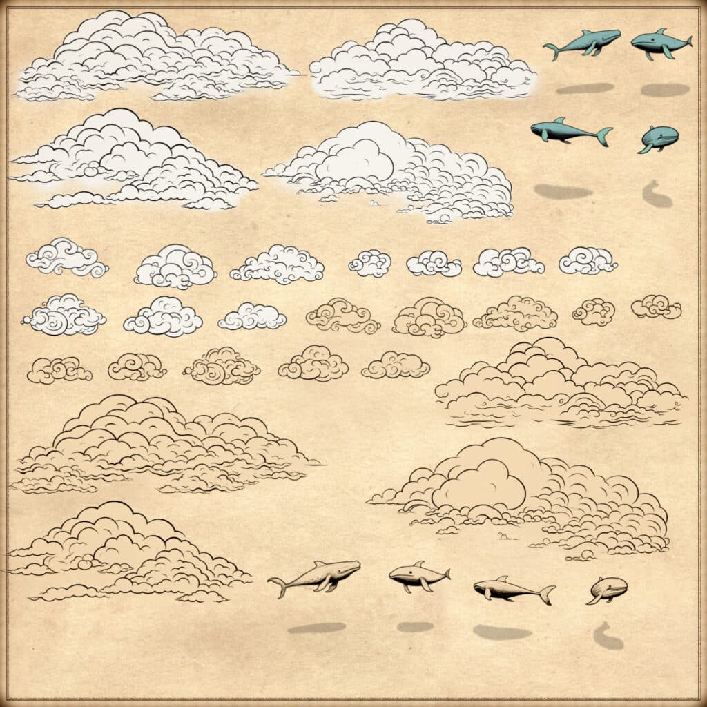 Asian Japanese Chinese vintage cartography assets megapack