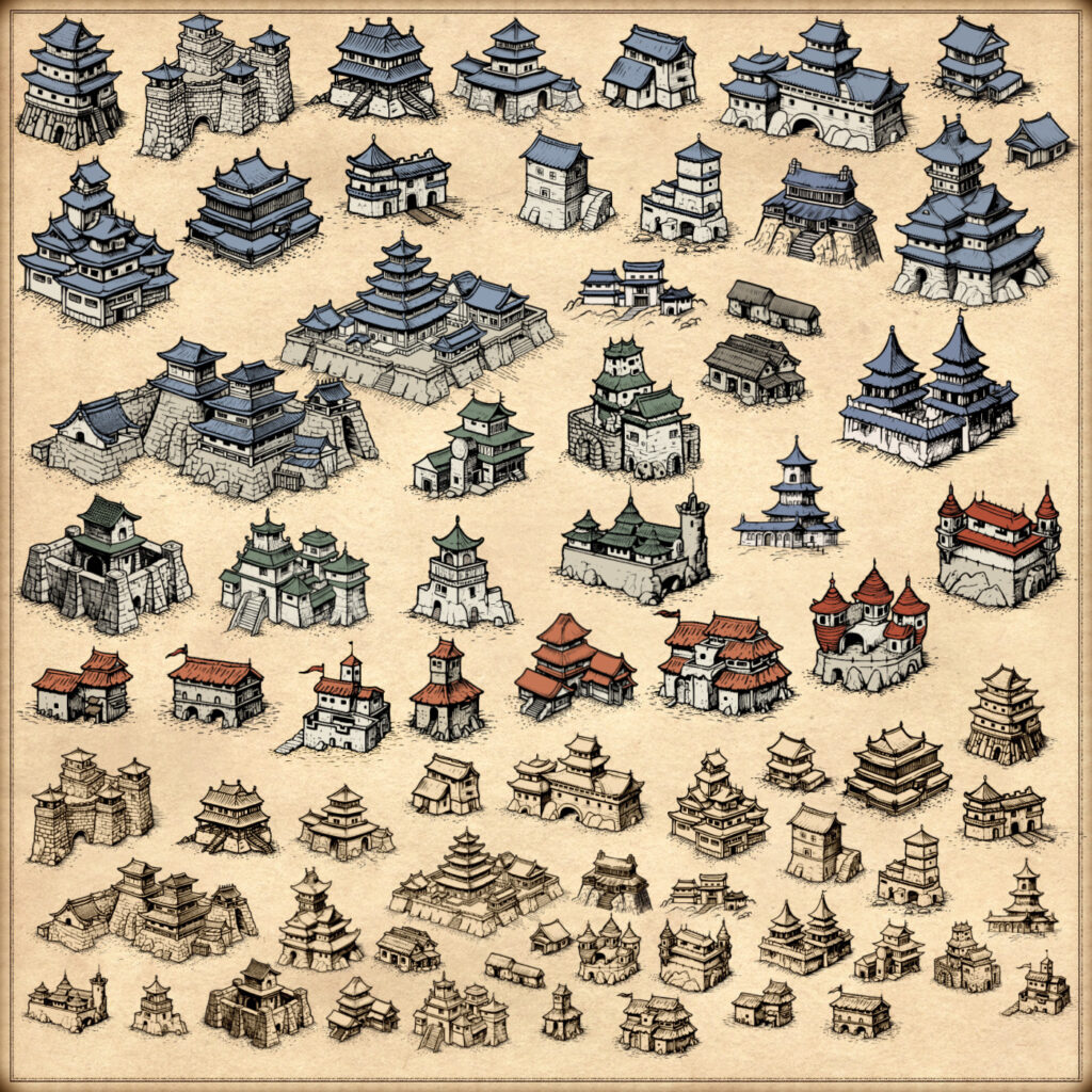 Asian Japanese Chinese vintage cartography assets megapack
