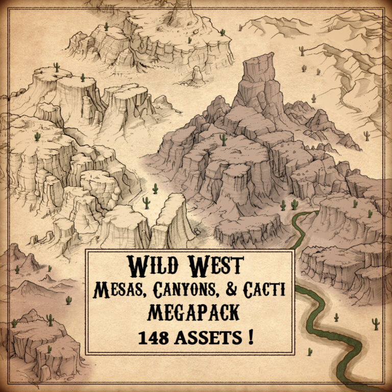 Wild West Mesas, Canyons, & Cacti - Vintage Assets Pack