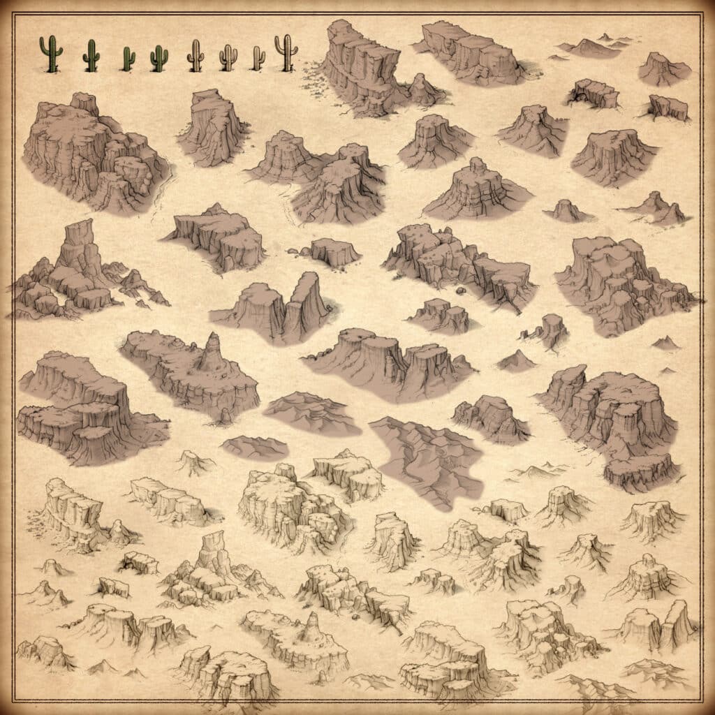 Wild West Vintage Assets - Fantasy Map symbols Complete Pack