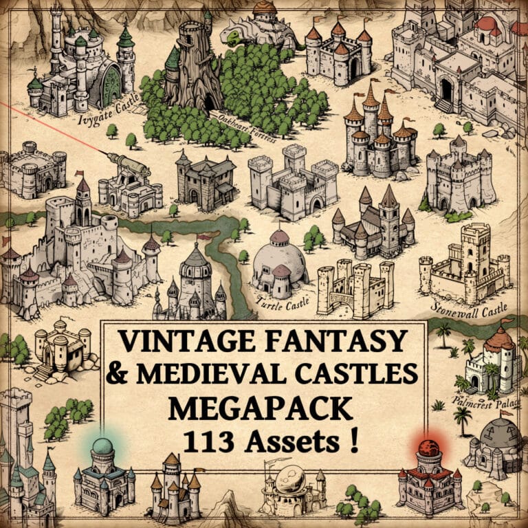Vintage Fantasy & Medieval Castles - Cartography Assets Pack