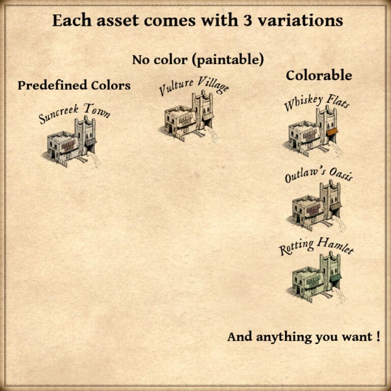 Wild West Towns and Settlements - Vintage map Assets Pack