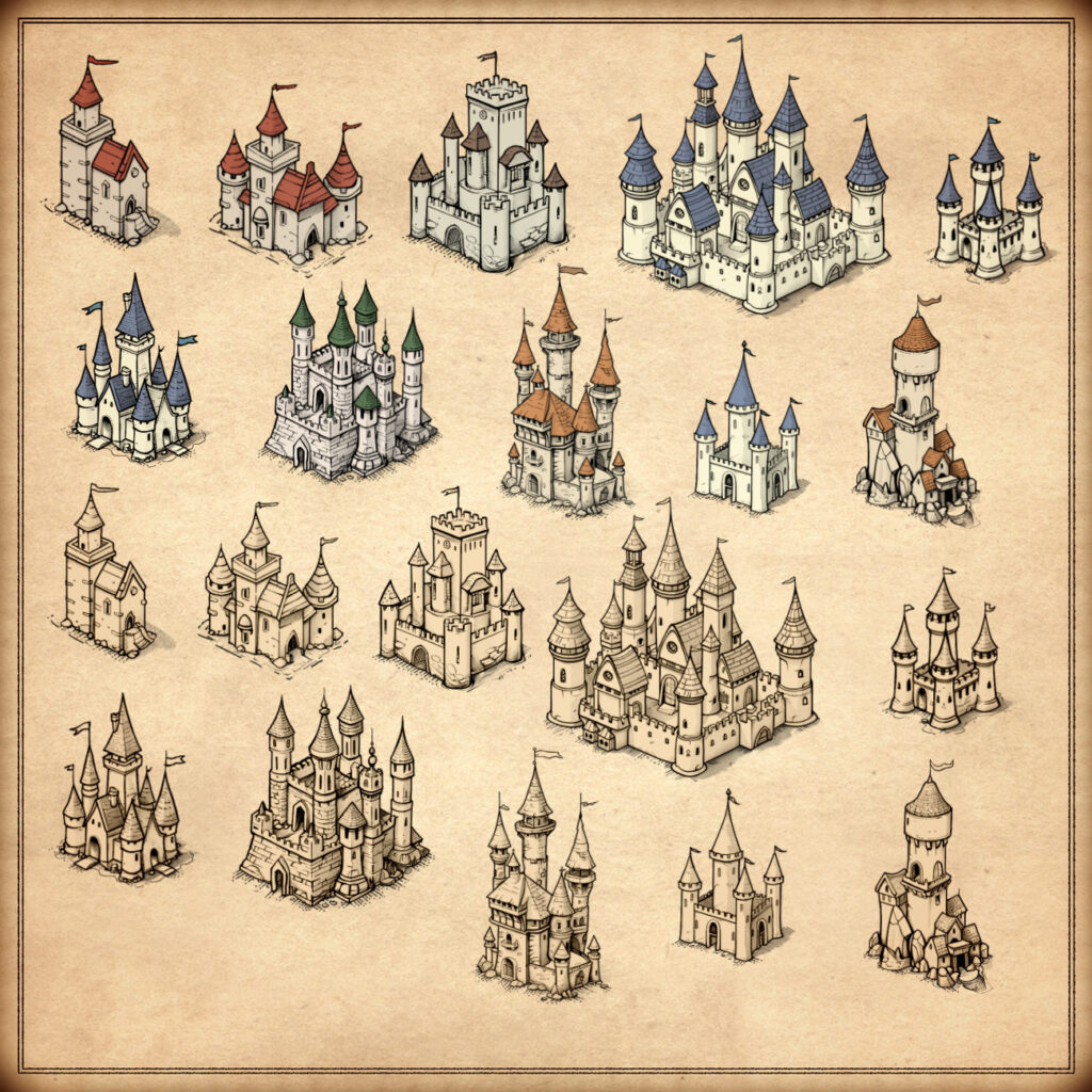 Fantasy Mushrooms & Fairy Tale Castles - Vintage Assets Pack