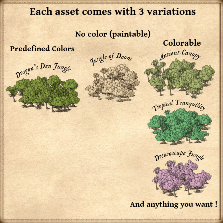 Jungle trees and jungle ruins - Cartography Assets Pack