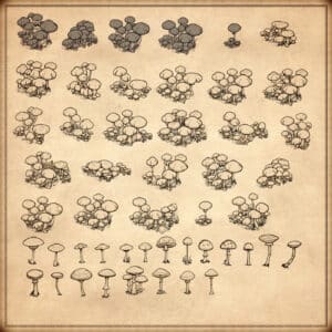 Fantasy Mushrooms & Fairy Tale Castles - Vintage Assets Pack