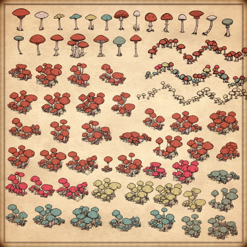 Fantasy Mushrooms & Fairy Tale Castles - Vintage Assets Pack