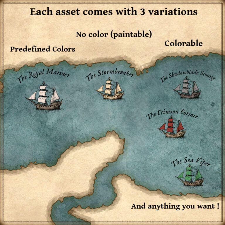 Pirates Seafaring - Cartography assets pack - ships & more