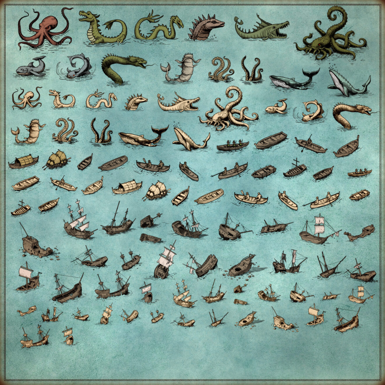 Pirates Seafaring - Cartography assets pack - ships & more