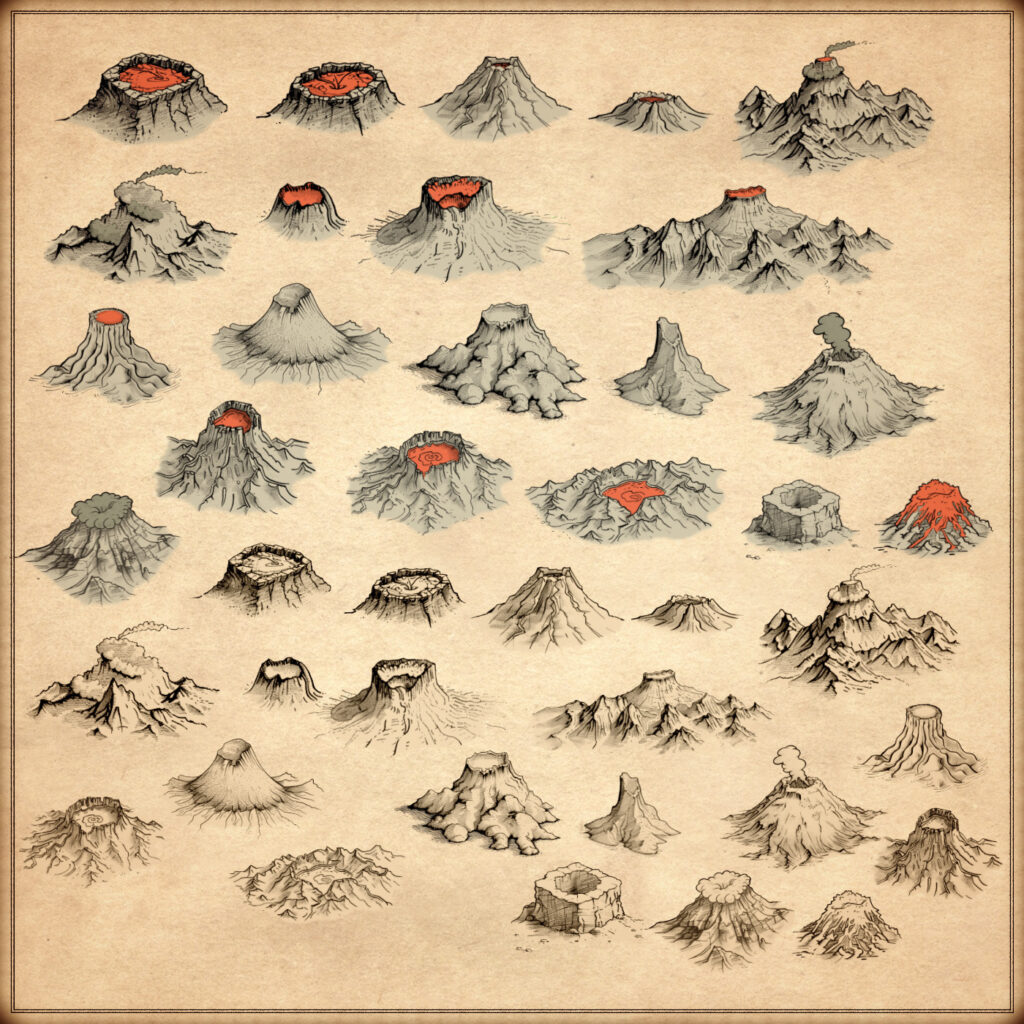 Waterfalls & Volcanoes Assets pack ( & plateaus, mountains)