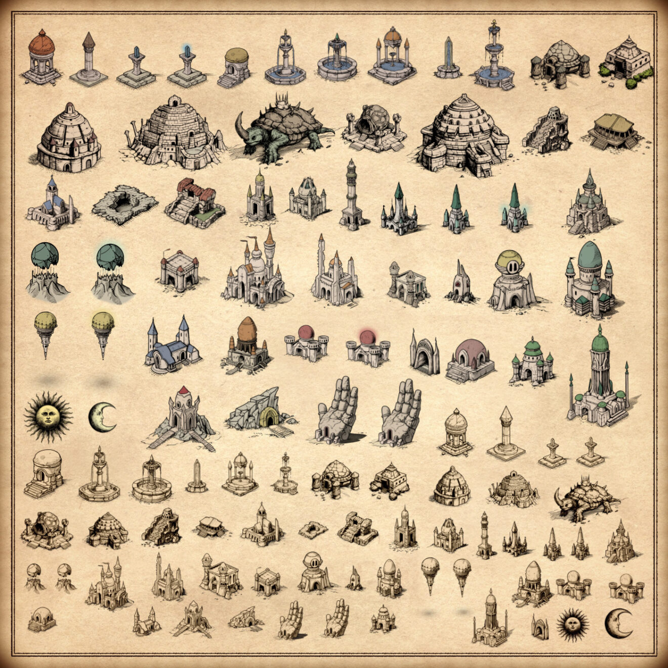 Vintage Fantasy & Medieval Temples & shrines Assets Megapack