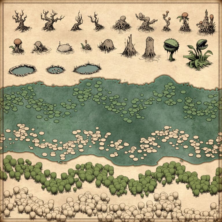 Marshes, Swamps, & Bogs, Vintage cartography assets Pack