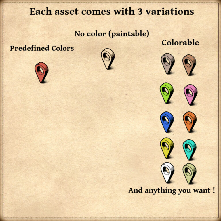 Map Pins - Vintage Assets Pack (flat & isometric)