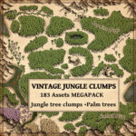 Vintage Jungle Tree Clumps Map Assets & palm trees