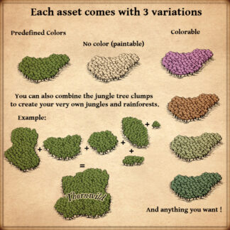 Vintage Jungle Tree Clumps Map Assets & palm trees