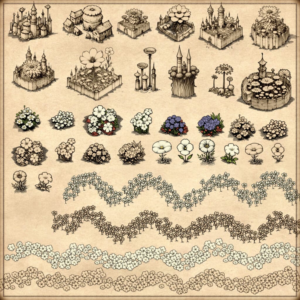 Fantasy Flowers, Flower Towns, & Fairy Tale - Vintage assets