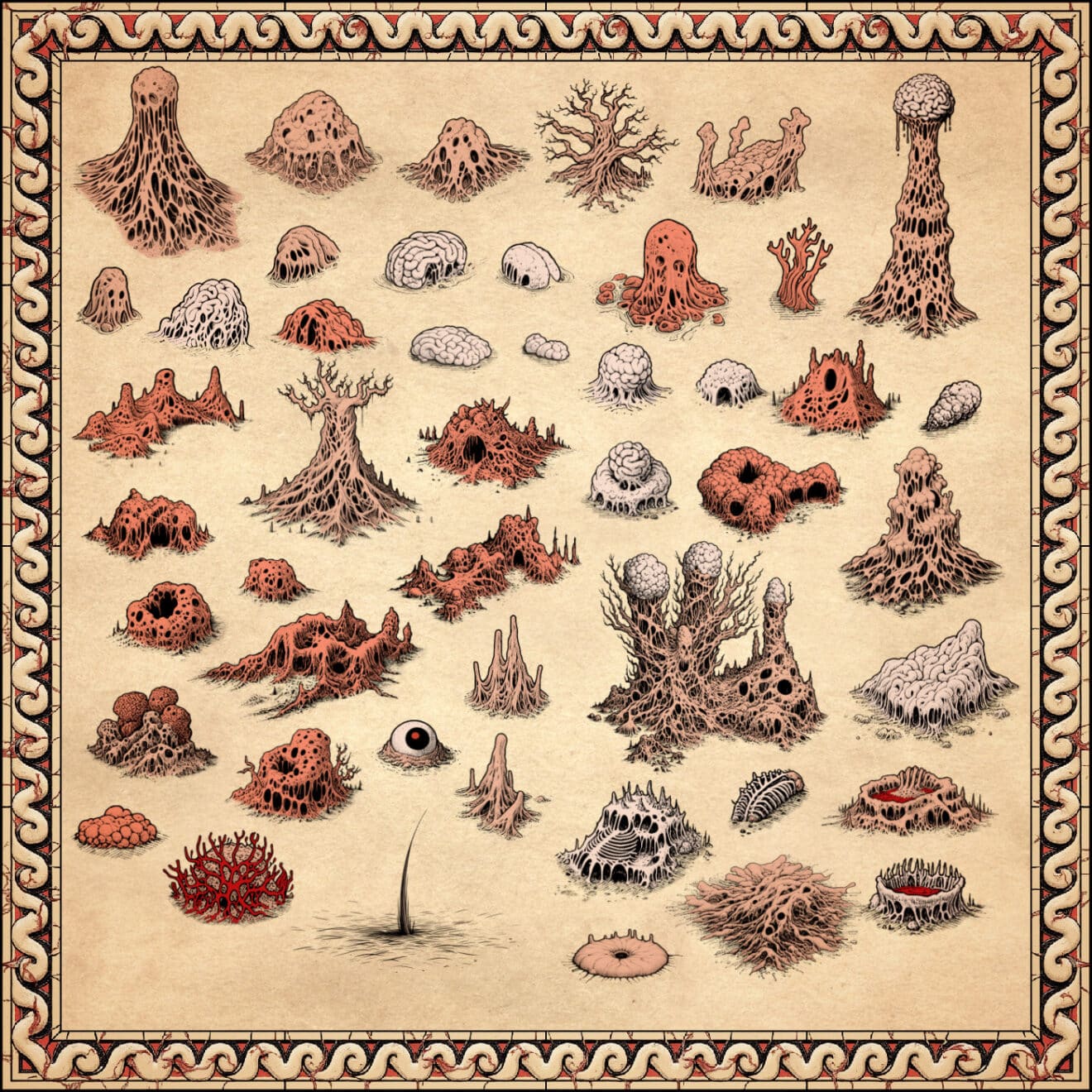 Horror Fleshscape Complete Vintage Fantasy Map Assets Pack