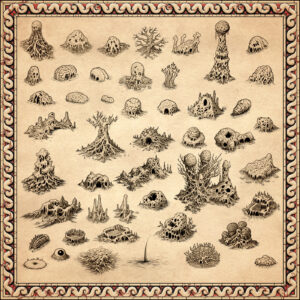 Horror Fleshscape Complete Vintage Fantasy Map Assets Pack