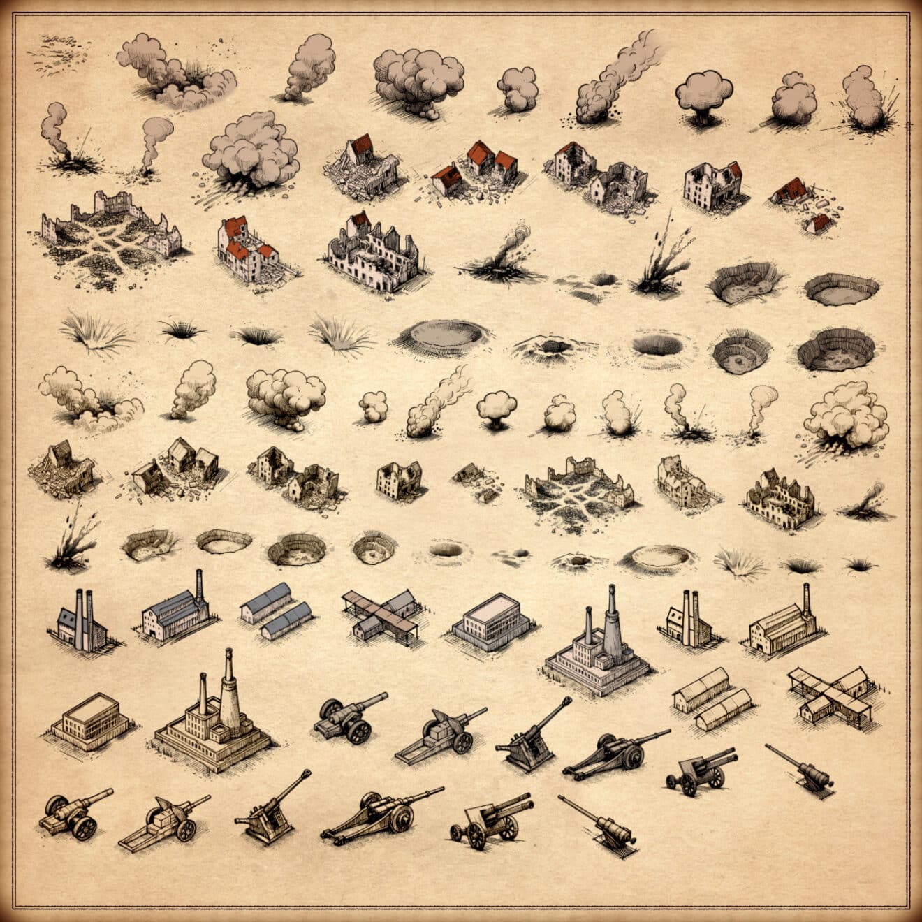 Alternate World War 1 & 2 - Fantasy map assets Megapack