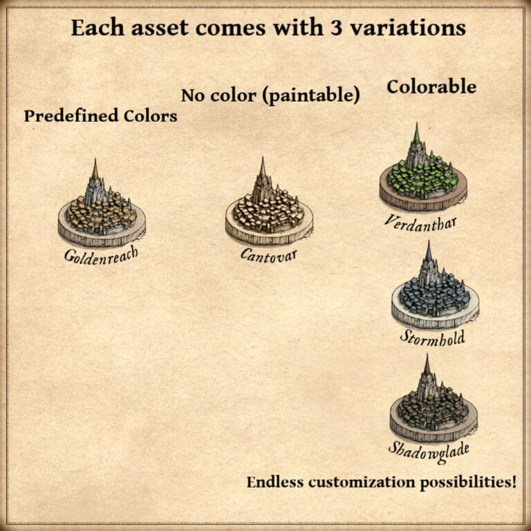 High Elf Towns & Imperial Cities – Fantasy Map Assets Pack