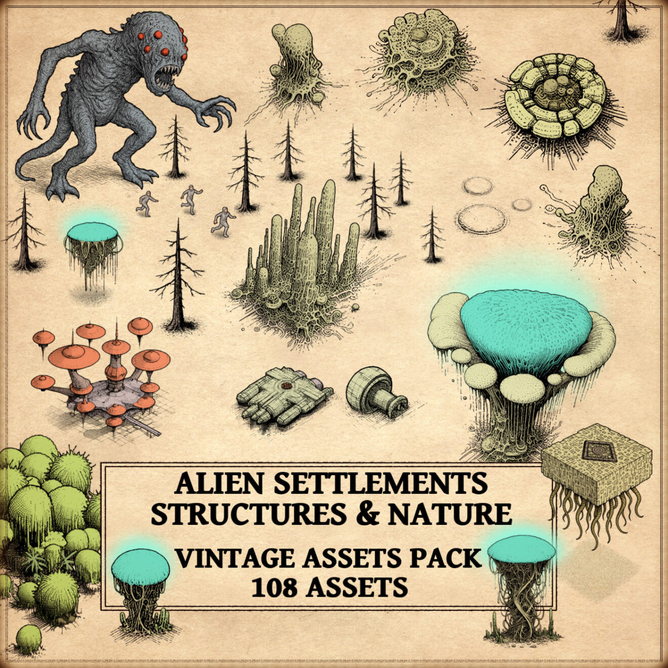 Wonderdraft Assets & Fantasy Map Icons – Vintage Cartography Assets