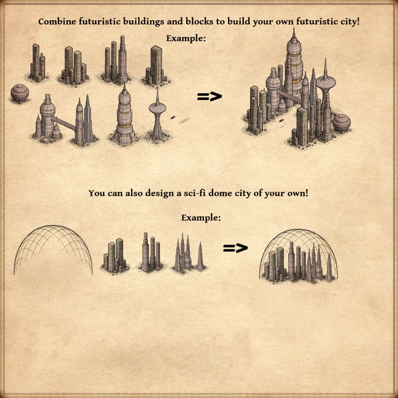 Sci-Fi buildings & Domed Cities - Fantasy Map Assets Pack