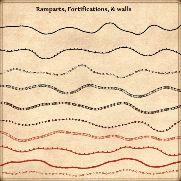 Top-down towns, castles, villages - Old Cartography Assets